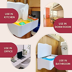 Storage Theory Bathroom Wipes Holder Dispenser with Shelf – Restroom Organizer & Toilet Wipe Holder for Bathroom Must Haves – Tool Free Wall Mounted Storage Baby Wipe Container White – 1 Pack