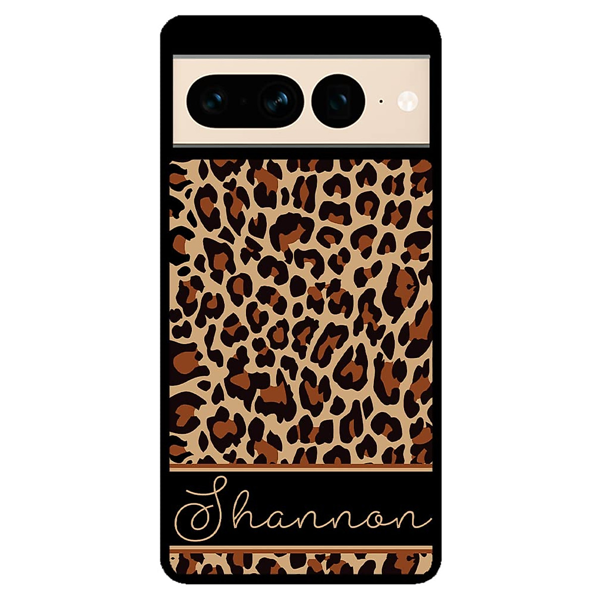Leopard Animal Skin Personalized Black Rubber Phone Case Compatible With Google Pixel 8 Pro, 8a, 8, 7a, 7, Pixel 7 Pro, 6a, Pixel 6 Pro, 6, 5, 4a 5G, 4a 4G, 4, 4 XL, 3a, 3a XL, 3, 3 XL, 2 XL, 2