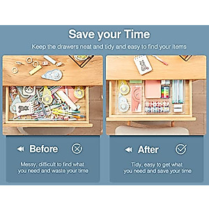 Puroma 24Pcs Drawer Organizer Set 5-size Versatile Vanity and Bathroom Drawer Organizers, Clear Plastic Desk Drawer Organizer Trays and Customize Layout Storage Bins for Makeup Kitchen Office (Clear)