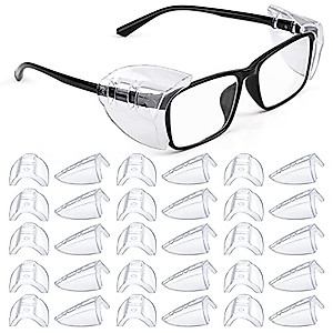 15 Pairs Eye Glasses Side Shields, Flexible Slip on Side Shields for Safety Glasses Fits Small to Medium Eyeglasses