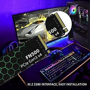 Fikwot FN500 512GB NVMe SSD 3D NAND 1.3 PCIe Gen3 x 4 M.2 2280 Internal Solid State Drive (Read/Write Speed up to 2,150/1,600 MB/s)