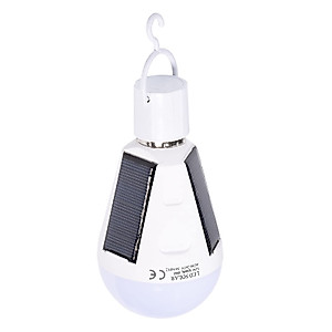 MOUMOUTEN Solar Panel LED Bulb, E27 with Ip65 Portable Waterproof Outdoor 6500k Tent Lighting Bulb, LED Light for Outdoor Camping Hiking(12W)