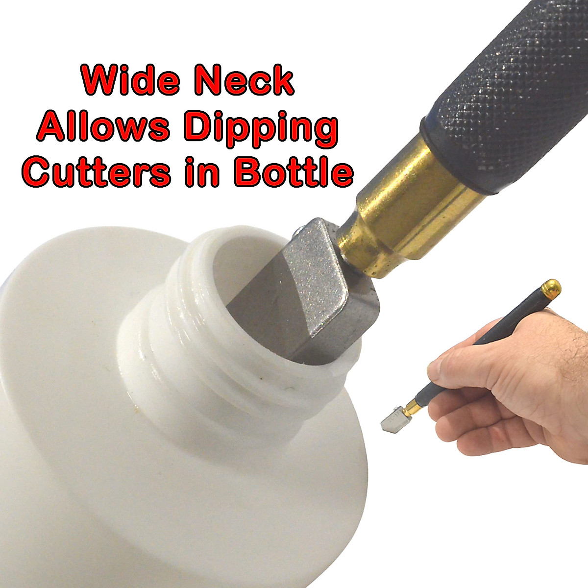 Glass Cutting Oil 8oz Bottle New Oil Fill Kit for All Tools Using Glass Cutter Oil Use for Cutting Thick Glass or Mirrors and Stained Glass, Small Bottle, Spout, Mini Funnel for All Filling Options.