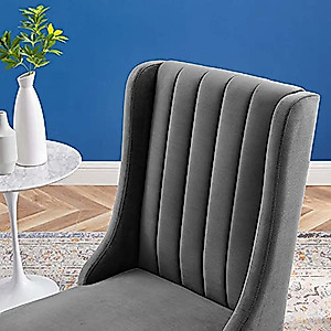 Modway Renew Performance Velvet Parsons Dining Chairs in Gray-Set of 2