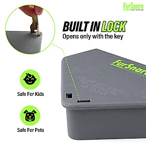 Mouse Bait Stations for Mice Outdoor and Indoor - Mice Bait Stations Box with Keys Fully Safety Design and Key Required Keeps Children and Pets Safe, Tamper-Proof, Weatherproof 6 Pack (Gray)