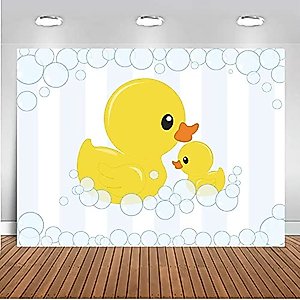 8x6ft Photography Background Cute Little Yellow Duck Theme Baby Shower Bubble Backdrop Ducky Party Event Decorations Banner Pictures Photo Booth Props W-1985