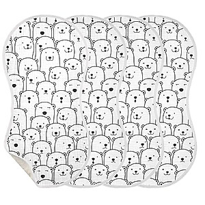 vvfelixl Muslin Burp Cloths Polar Bear Baby Washcloths for Baby Girl Boys 2 Pack White