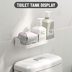 Sylfaen 2-Pack Shower Caddy, No Drilling Double Layer Shower Shelf, Wall Mounted Shower Shelves with Self Adhesive for Bathroom Kitchen