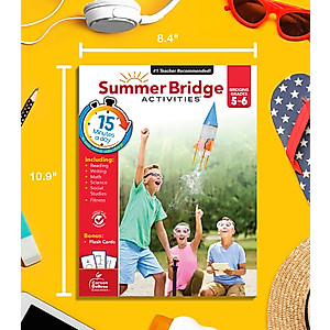 Summer Bridge Activities 5th to 6th Grade Workbooks, Math, Reading Comprehension, Writing, Science, Social Studies, Fitness Summer Learning, 6th Grade Workbooks All Subjects With Flash Cards