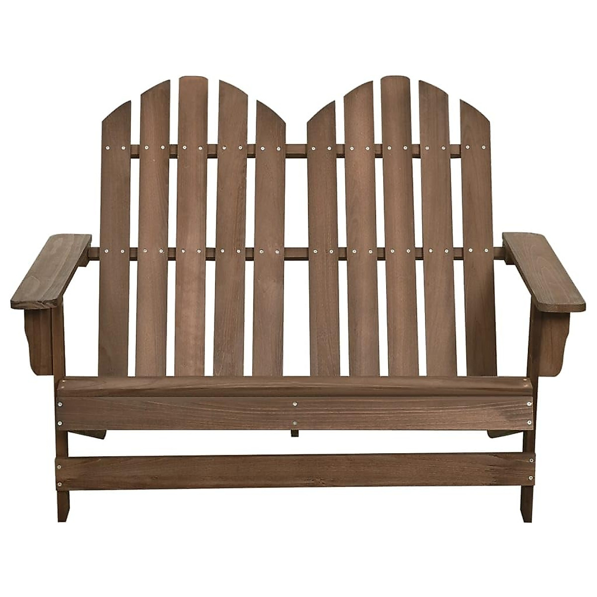 Tidyard 2-Seater Patio Adirondack Chair Solid Wood Fir Brown Outdoor Fire Pit Chair Wooden Garden Armchair for Porch Pool Lawn Deck Backyard Balcony Outdoor