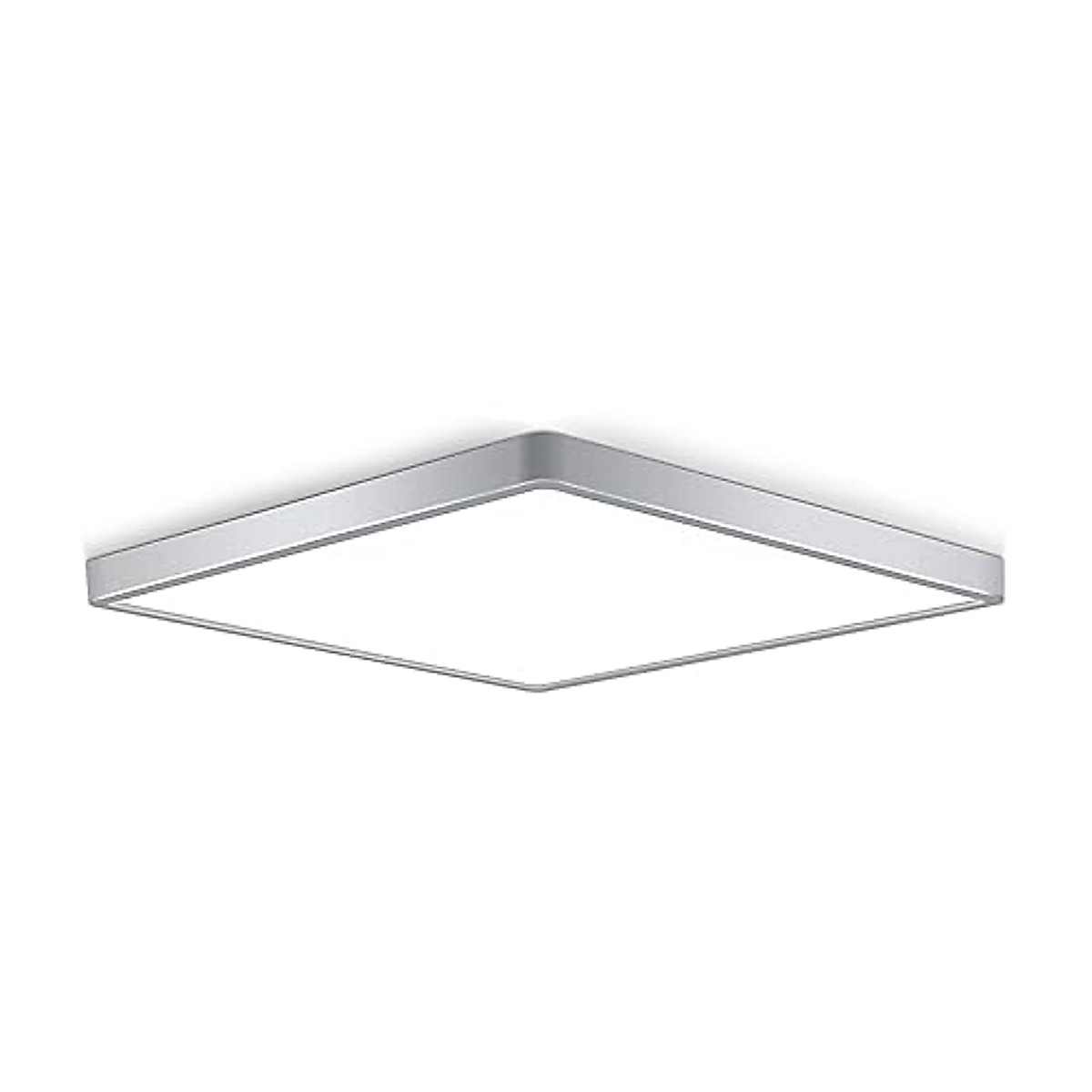 12inch 24W LED Flush Mount Ceiling Light, 5000K Daylight White LED Ceiling Light, 3200LM Flat Square LED Ceiling Lamp for Bedroom, Kitchen, Living Room, Silver