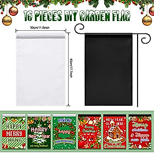 Blank Garden Flags Set, Solid Black Lawn Flags Plain White Yard Flags, DIY Polyester Banners Flag for Heat Transfer Vinyl Outdoor Courtyard Decoration Garden Decor, 11.8 x 17.7 Inches (16 Pieces)