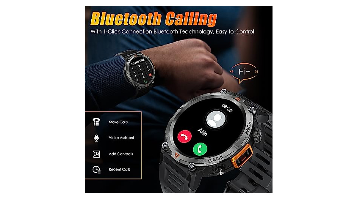 Tactical Military Smart Watch for Adventurers & Fitness