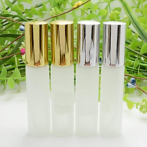 Enslz 6 pcs Frosted Fine Mist 10ml1/3oz Atomizer Glass Bottle Vial Spray Refillable Fragrance Perfume Empty Scent Bottle 2 pcs 3ML Free Pipette (10ml, Silver)
