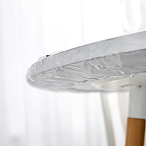 LIBERECOO Clear Oval Fitted Vinyl Tablecloth - Heavy Duty Elasticized Table Cover Elastic Edged Plastic Tablecloth Protector- Great for Indoor and Outdoor Use (Best for 48" x 68" Oval Table)