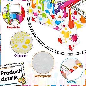 Art Party Decorations Paint Party Tablecloth Paint Party Supplies Creative Paint Theme Table Cloth Printing Art Party Table Cloth Machine Washable Tablecloth for Decor (3 Pieces)