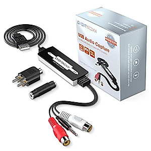 DIGITNOW! USB 2.0 Digital Audio Capture Card for Vinyl Records Win7/8/10and Mac OS,Audio Grabber for Cassette Tapes to mp3 Converter