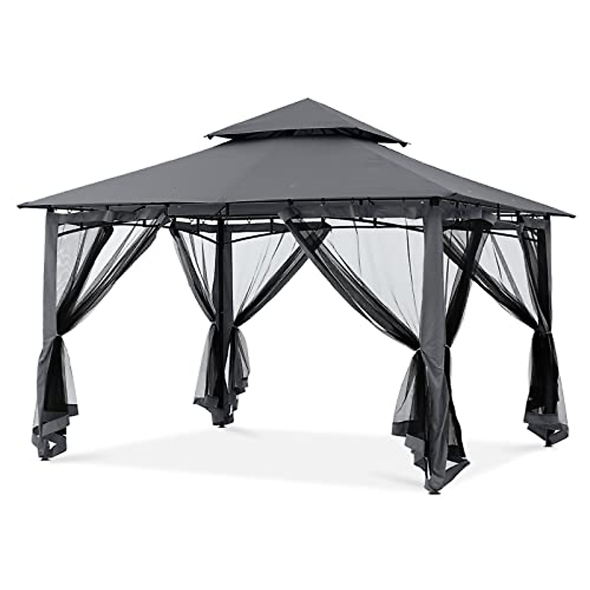 MASTERCANOPY Outdoor Garden Gazebo for Patios with Stable Steel Frame and Netting Walls (10x10,Dark Gray)