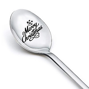 Christmas Gifts for Women Men Friends Xmas Gifts for Mom Dad Christmas Presents for Girls Boys Merry Christmas Spoon Engraved Coffee Tea Spoons Gift Ideas for Daughter Son