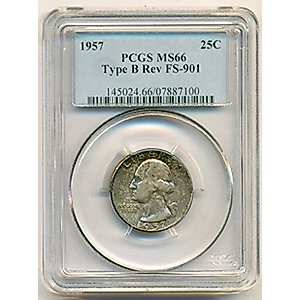 1957 Washington Type B Reverse Variety FS-901 Quarter MS66 PCGS
