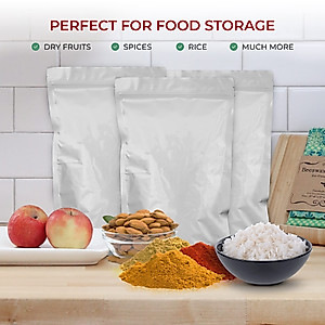 DINNESTY 60PCS 5 Oz 3" x 4" Inch Mylar Bags for Food Storage with Extra 7.2 MIL Thickness Heat Sealable Zipper Stand-Up Long Term Mylar Food Storage Bags with Oxygen Absorbers 300CC and Labels