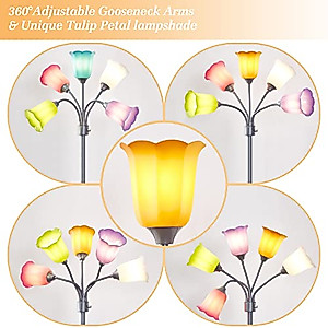 GyroVu Medusa LED Floor Lamp, Multi Head Modern Tall Lamp with Adjustable Gooseneck Standing Lamps Led Tall Lamp for Living Room Bedroom Kids Room Office 6 Color Lampshades Bulb Not Included Silver