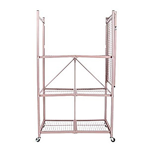 Origami R5 Foldable 4-Tier Garage Shelving Heavy Duty Shelving with Wheels, Metal Storage Rack Holds 1000 pounds, Garage Storage Rack & Organization, Storage Shelving (Rose Gold, R5 2-Pack)