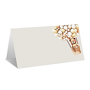 Place Cards for Bear Balloon Party, Editable Name Place Cards, Seating Place Cards for Tables, Tent Style Cards for Baby Shower, Birthday Party, Easy Folding, Pack of 25 Escort Cards(B01)