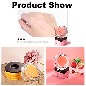 4PCS Strawberry & Honey Lip Balm, Vitamin E Moisturizing Propolis Sleeping Lip Mask, Effective Reduces Lip Lines Prevention Dry and Cracked Lip Scrubs Exfoliator Smoothing Dry Lip Care