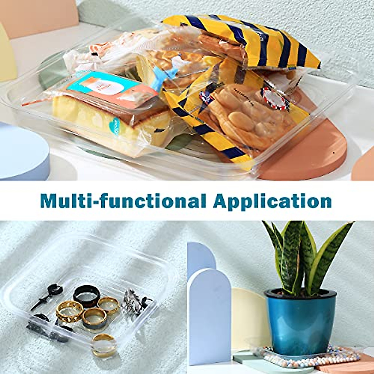 UltraOutlet 20 Pack Square Plant Saucer Plant Trays for Pots 12 Inch Plant Saucers for Outdoors and Indoor Clear Plant Pot Saucers Flower Pot Saucers to Catch Water Drip Tray (20, 12 in)