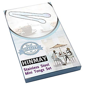 HINMAY Mini Serving Tongs 5-Inch Stainless Steel Small Appetizer Tongs, Set of 4