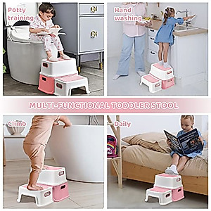 Step Stools for Kids, Toddler Step Stool for Bathroom Sink, Toilet Potty Training and Daily Stool Pink