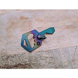 CLOSS 8 in 1 Titanium Multitool Keychain- Bottle Opener, Screwdriver and Wrench (Silver)