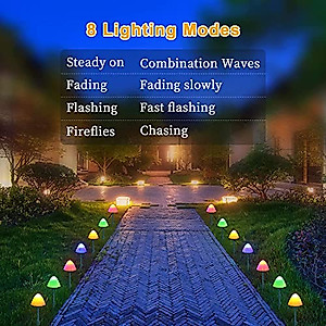 Mengji Life Solar Garden Lights, Garden Decor Solar Mushroom Lights Outdoor Waterproof - 20 Pack 8Modes