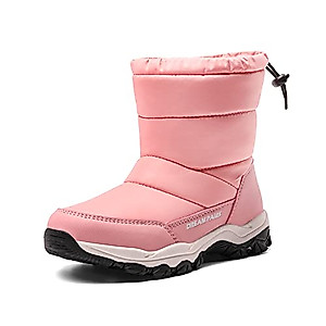 DREAM PAIRS Boys Girls Snow Boots Lightweight Slip Resistant Mid Calf Winter Shoes for Little/Big Kid,Size 2 Little Kid,Pink,SDSB2224K