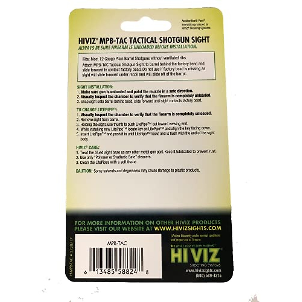 HIVIZ Mpb Tactical Plain Barrel Grn