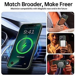 Faiono Strong Magnetic for iPhone 14 Pro Max Case [Compatible with MagSafe][10FT Military Grade Protective] Shockproof Translucent Matte Slim Case for iPhone 14 Pro Max Phone Case (6.7"), Alpine Green