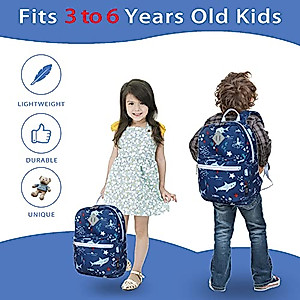 COTS Kids Backpack, Lightweight Preschool Backpack Water Resistant Classical Casual Daypack Cute Cartoon School Bookbag for Toddlers Boys Girls (Shark)