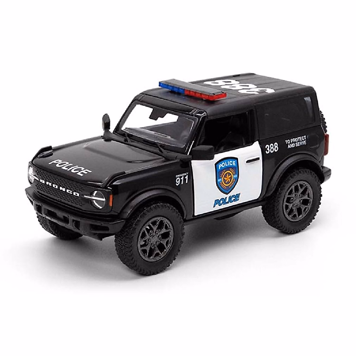 KiNSMART 2022 Ford Bronco SUV Police Edition 5 Inch 1:34 Scale Die Cast Metal Model Toy Car