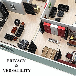 NICETOWN Halloween Room Separating Divider, Room Divider Curtain Screen Partition, Function Thermal Blackout Patio Door Panel, Sliding Door Insulated Curtain for Patio, Black, 8.3ft Wide x 10ft Long