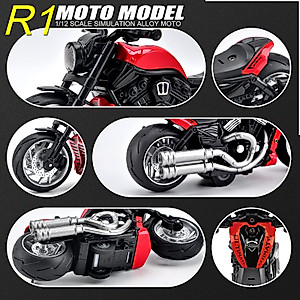 CYYSFIVQZ Toy Motorcycle,Pull Back Motorcycle Toy with Sounds and Lights,1:12 Alloy Motorcycle Model for Boys,Pull Back Motorcycle Toys Gift for Boy Girl (Red)