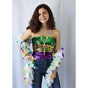 ZOLEAROPY Mardi Gras Necklace Glitter Purple Green Gold Y Drop Necklace for Women Mardi Gras Carnival Parade Party Jewelry Gift (mardi gras Y Necklace)