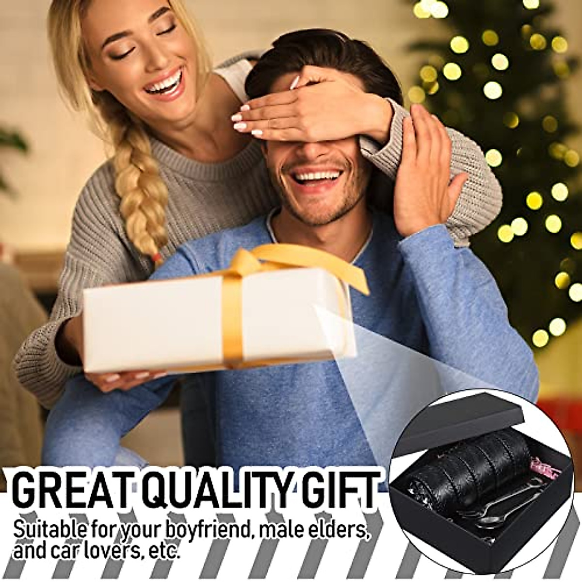 Yungyan 3 Pieces Tyre Water Bottle Gift for Man Stainless Steel Coffee Tea Mug Mechanic Gifts with Tool Fork and Spoon for Christmas Car Lover Father Birthday Gift