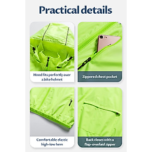 CREATMO US Mens Waterproof Windbreaker Rain Jacket Lightweight Hooded Raincoat Water Resistant Cycling Jackets Yellow 3XL