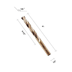 1/2" M35 Cobalt HSS Jobber Length Twist Drill Bit with Straight Shank,Heavy Duty, Pack of 5 PCS, Drilling for Cast Iron, Heat-Treated Steel, Stainless Steel and Other Hard Materials