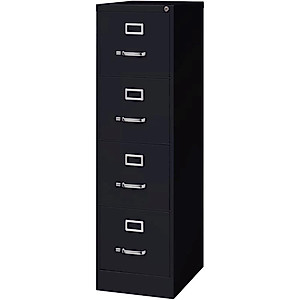 Scranton & Co 4 Drawer 22" Deep Letter File Cabinet in Black, Fully Assembled