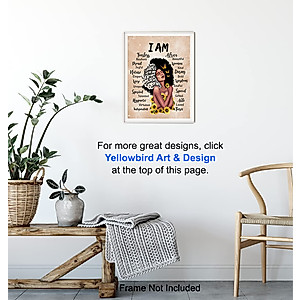 Black Girl Magic Positive Affirmations Wall Art - Black women Women's empowerment Motivational poster - Black Art - Afro African Americans Women - Inspiration Inspirational Wall Art & Decor UNFRAMED
