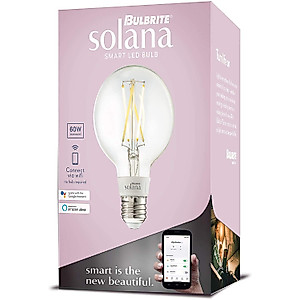 Bulbrite Solana 2-Pack G25 WiFi Connected Edison Filament LED Smart Light Bulb, Clear