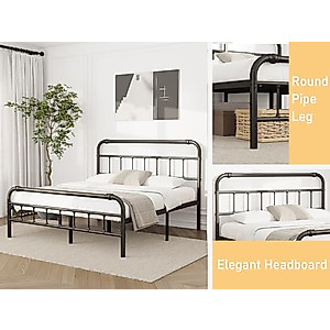 Bednowitz Queen-Bed-Frame-with-Headboard and Footboard, 18 Inch High Metal Platform Queen-Size-Bed-Frame, 4000 Lbs Heavy Duty Steel Slats Support, No Box Spring Needed, Noise Free