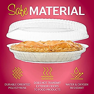 Supellectilem 9" Plastic Disposable Pie Containers with Hinged Locking Lids | 5 Round Pie Keepers/Flan Containers for Transport